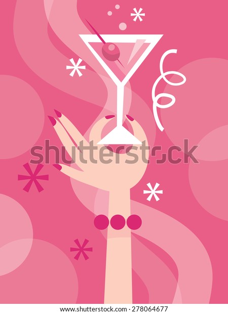 Retro Styled Cheers Female Hand Holding Stock Vector (Royalty Free ...