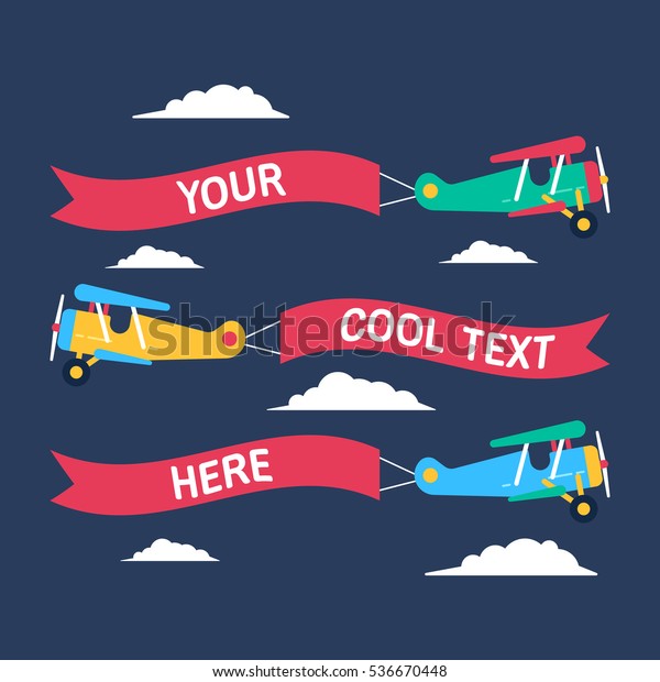 Retro Styled Plane Ribbon Flat Design Stock Vector (Royalty Free) 536670448