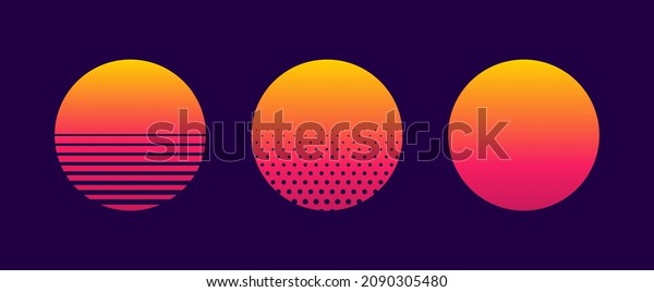 Retro Sunset 80s 90s Background Sun Stock Vector (Royalty Free ...