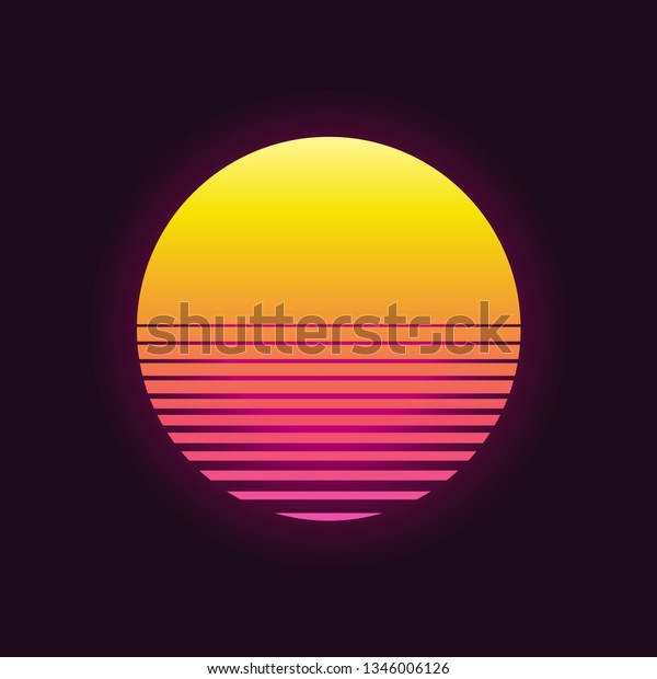 Retro Sunset 80s Style Retrowave Synthwave Stock Vector (Royalty Free ...