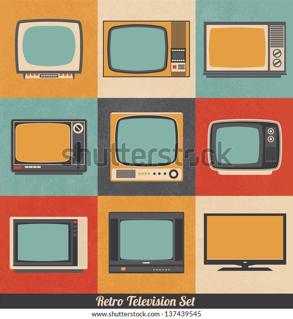Retro Television Icons Stock Vector (Royalty Free) 137439545