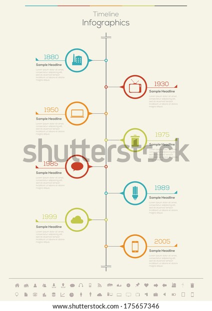 Retro Timeline Infographic Set Icons Vector Stock Vector (Royalty Free ...