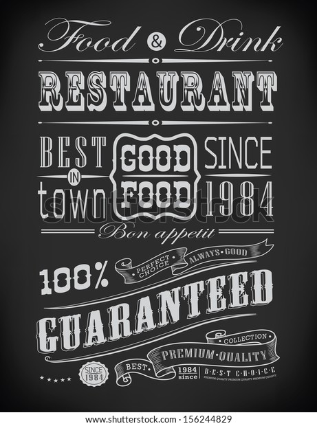 Tipografía retro, restaurante, cafetería, diseño de menús