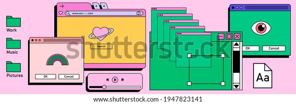 Retro Vaporwave Desktop Message Boxes User Stock Vector (Royalty Free ...
