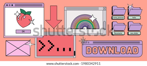 Retro Vaporwave Desktop Message Boxes User Stock Vector (Royalty Free ...