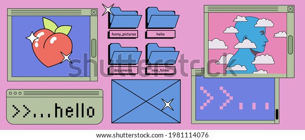 Retro Vaporwave Desktop Message Boxes User Stock Vector (Royalty Free ...