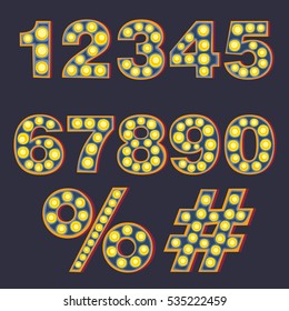 Retro Vector Numbers Light Bulbs Glowing Stock Vector (Royalty Free ...