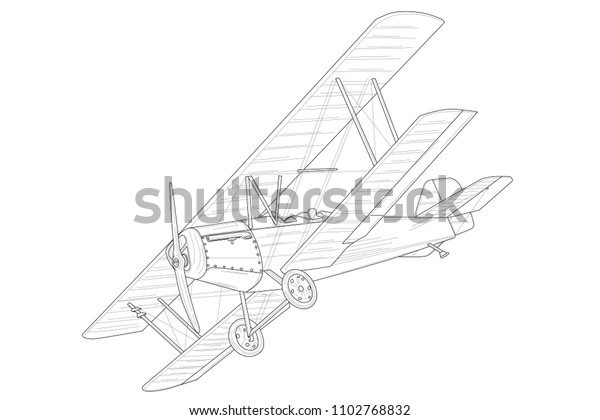 Retro Vintage Airplane Outlines Vector Illustration Stock Vector ...