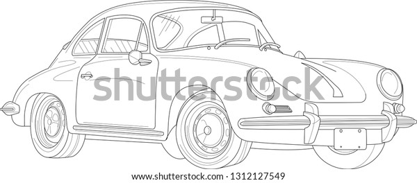 Retro Vintage Car Outlines Vector Illustration Stock Vector (Royalty ...