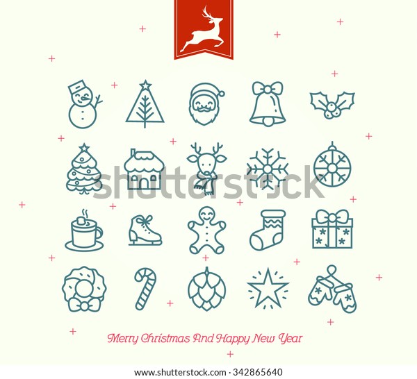 Retro Vintage Christmas Icon Bundle Stock Vector (Royalty Free ...
