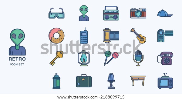 Retro Vintage Icon Set Stock Vector (Royalty Free) 2188099715 ... Retro Vintage Icon Set Stock Vector (Royalty Free) 2188099715 ...