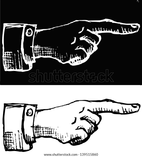Retro Vintage Pointing Hand Drawing Vector Stock Vector (Royalty Free ...