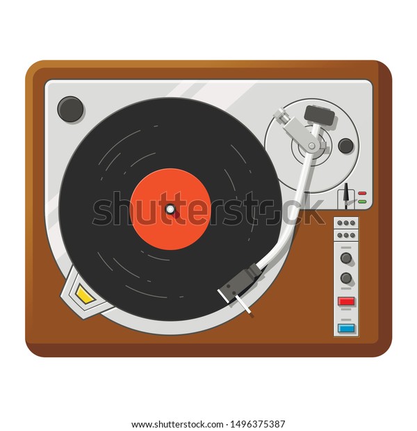 Retro Vinyl Player Top View Realistic Stock Vector (Royalty Free ...