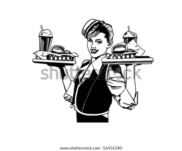 Retro Waitress Clip Art: เวกเตอร์สต็อก (ปลอดค่าลิขสิทธิ์) 56456380 ...
