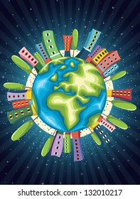 Retro World Vector Illustration: vector de stock (libre de regalías ...