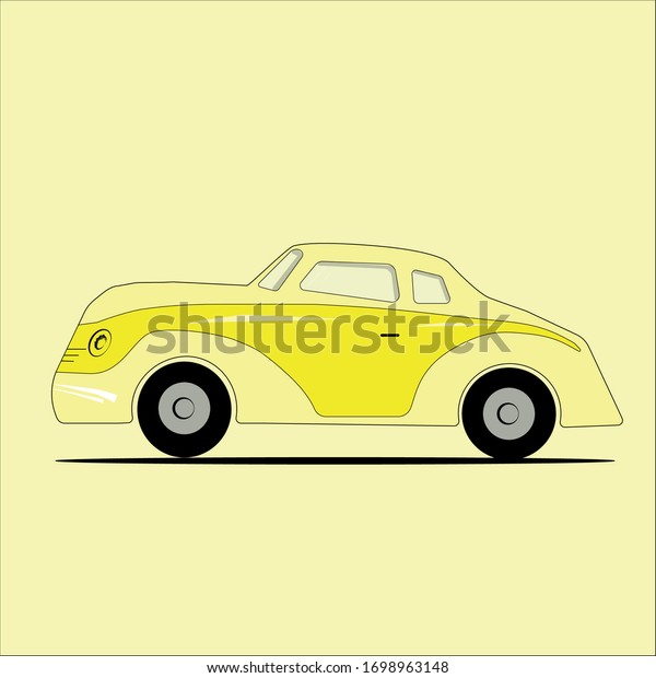 Retro Yellow Car Black Wheels Old Stock Vector (Royalty Free ...