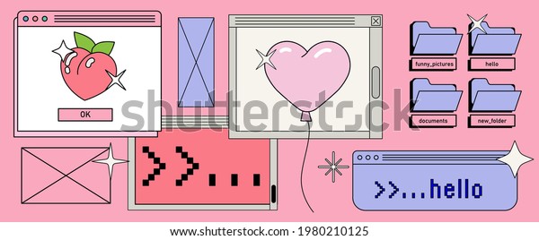 Retrowave Style Desktop Message Boxes Terminal Stock Vector (Royalty ...