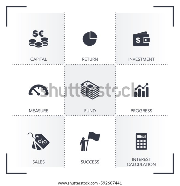 Return On Investment Icon Set Stock Vector (Royalty Free) 592607441