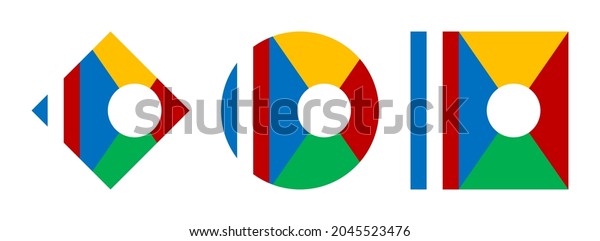 Reunion Island Flag Icon Set Isolated Stock Vector (Royalty Free ...