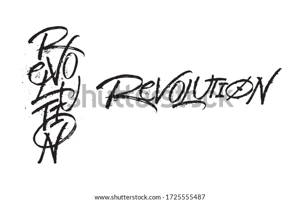 Revolution Text Lettering Graffiti Vector Hand Stock Vector (Royalty ...