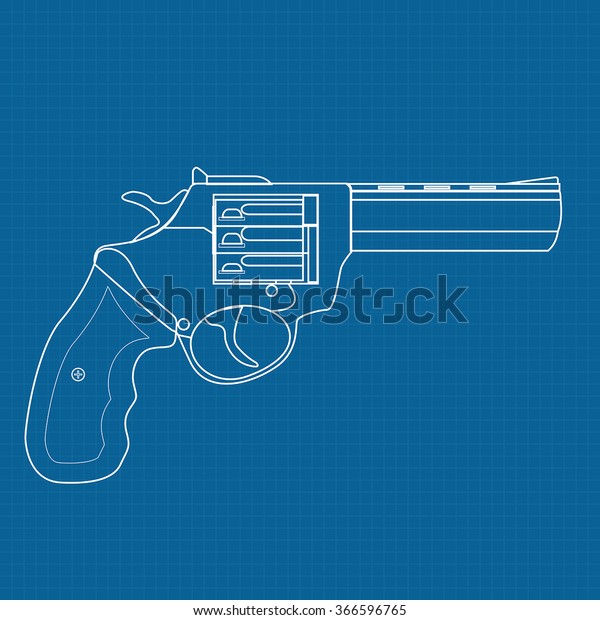 Revolver Icon Vector Illustration On Blueprint Stock Vector (Royalty ...