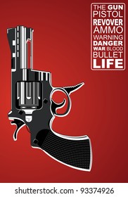 Revolver On Red Background Stock Vector (Royalty Free) 93374926 ...