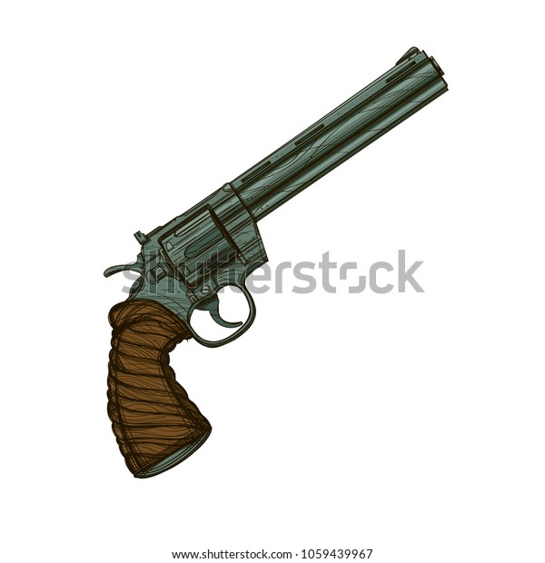 Revolver Vector Illustration Isolated On White Stock Vector (Royalty ...