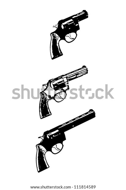 Revolvers Vector Guns Black Isolated On Stock Vector (Royalty Free ...