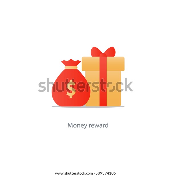Reward Gift Box Icon Bonus Money Stock Vector (Royalty Free) 589394105
