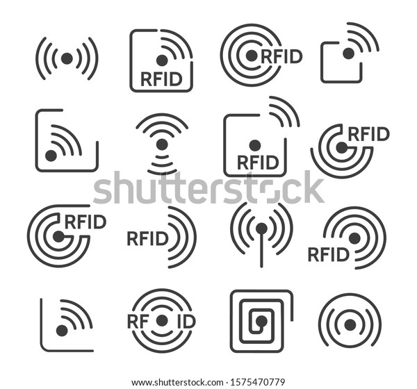 Rfid Icons Wireless Radio Identification Signs Stock Vector (Royalty ...