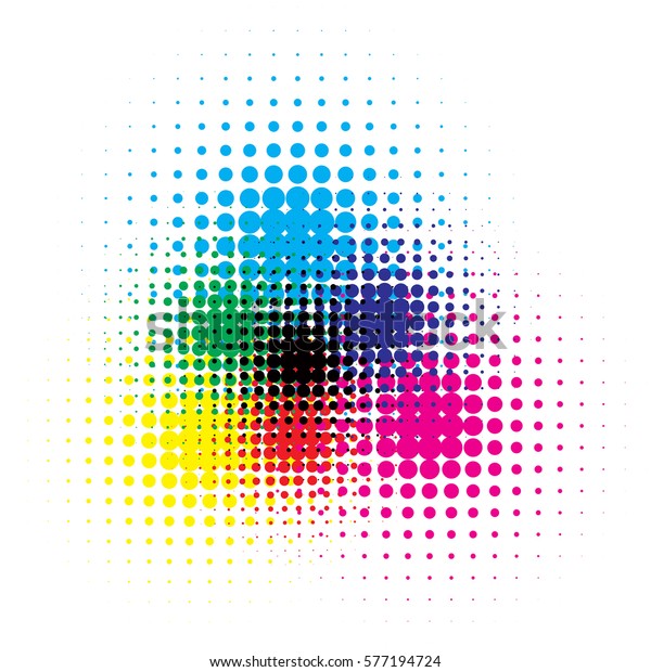 Rgb Cmyk Halftone Vector Illustration Color: เวกเตอร์สต็อก (ปลอดค่า ...