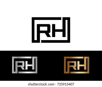 Vektor Stok Rh Logo Letter Design Vector Black (Tanpa Royalti ...