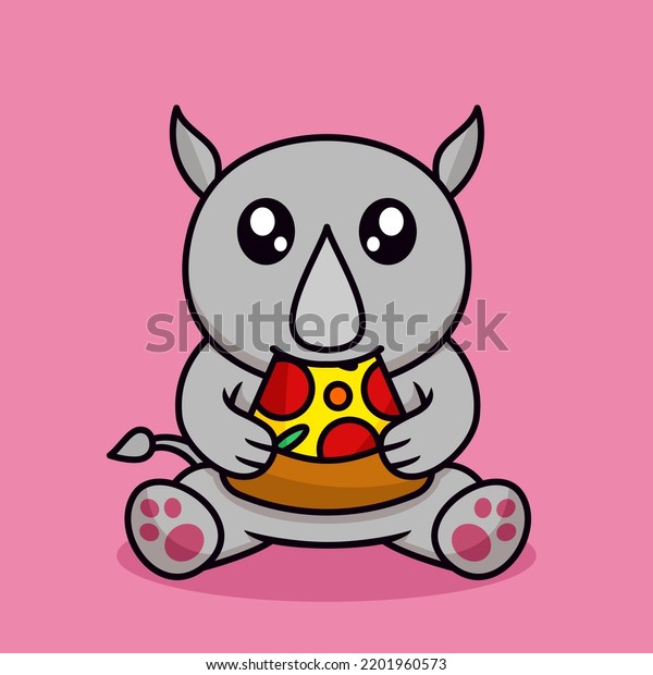 Rhino Chibi Animal Vector Illustration Stock Vector (Royalty Free ...