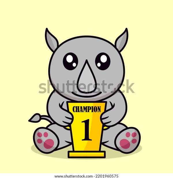 Rhino Chibi Animal Vector Illustration Stock Vector (Royalty Free ...