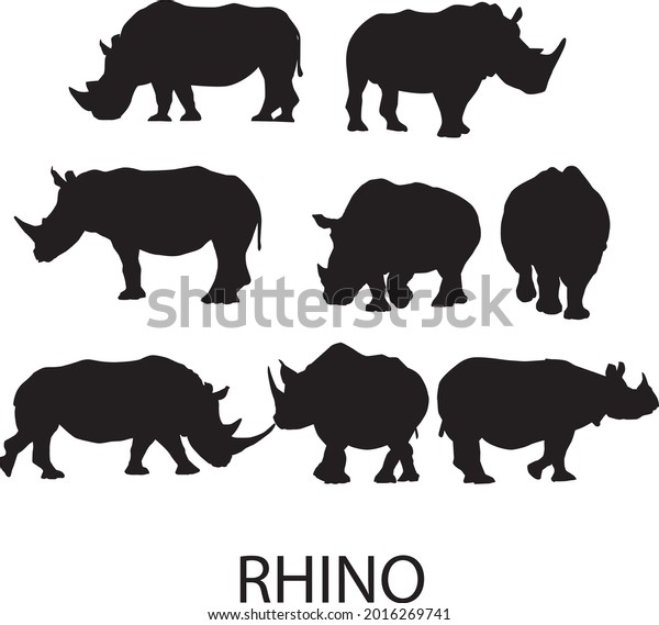 Rhino Shapes Postures Aspects Graphic Design Stock Vector (Royalty Free ...