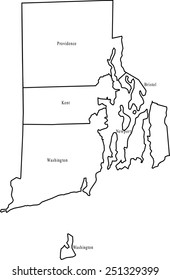 Rhode Island County Map Vector Outline: стоковая векторная графика (без ...