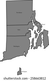 Rhode Island County Map Vector Outline 스톡 벡터(로열티 프리) 1122444527 ...