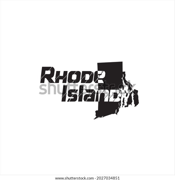 Rhode Island Map Black Lettering Design Stock Vector (Royalty Free ...