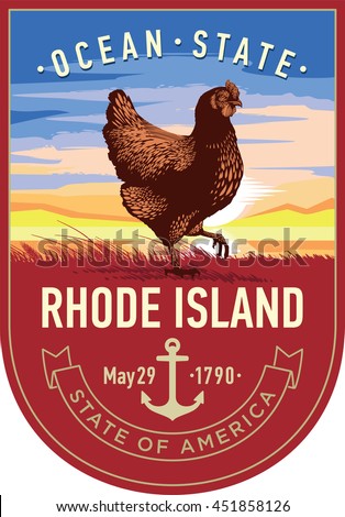 Rhode Island State Emblem Red Chicken Stock Vector (Royalty Free ...