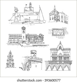 Rhodes Greece Vector Sketch Old Town Stock Vector (Royalty Free ...