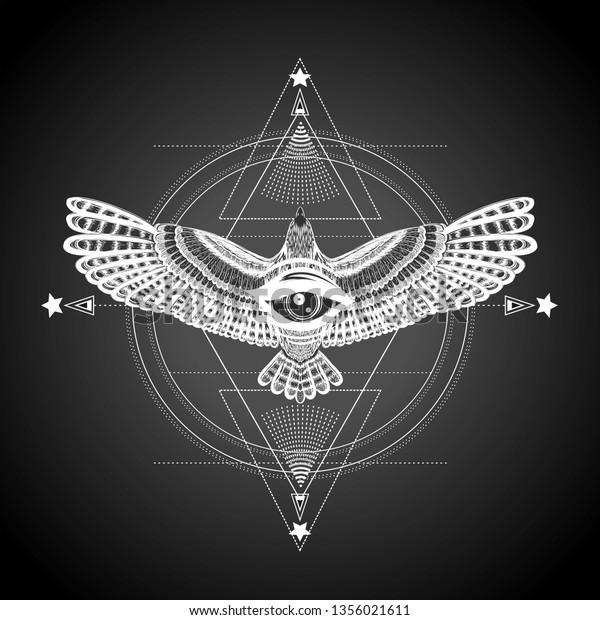 Rhombus Circles Flying Bird All Seeing Stock Vector (Royalty Free ...