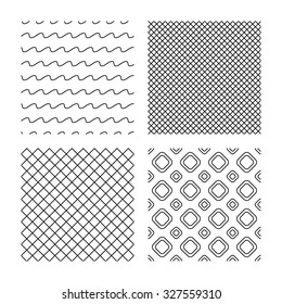 Rhombus Grid Waves Lines Seamless Textures Stock Vector (Royalty Free ...