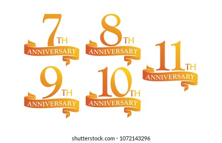 Ribbon Anniversary Template Set Stock Vector (Royalty Free) 1072143296 ...