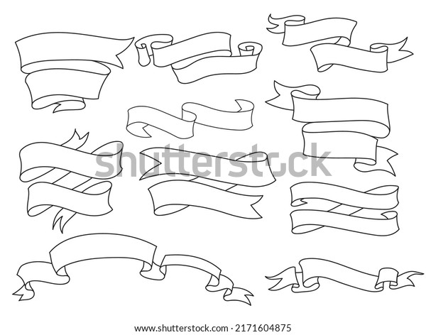 Ribbon Banner Vector Outline Vintage Style Stock Vector (Royalty Free ...