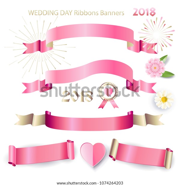 Ribbon Banners Bow Tie Pink Satin Stock Vector (Royalty Free ...