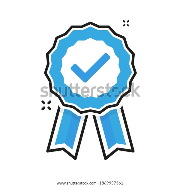 Ribbon Blue Verification Label On White Stock Vector (Royalty Free ...
