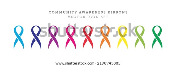 Ribbon Rainbow Awareness Colors Vector Icon Stock Vector (Royalty Free ...