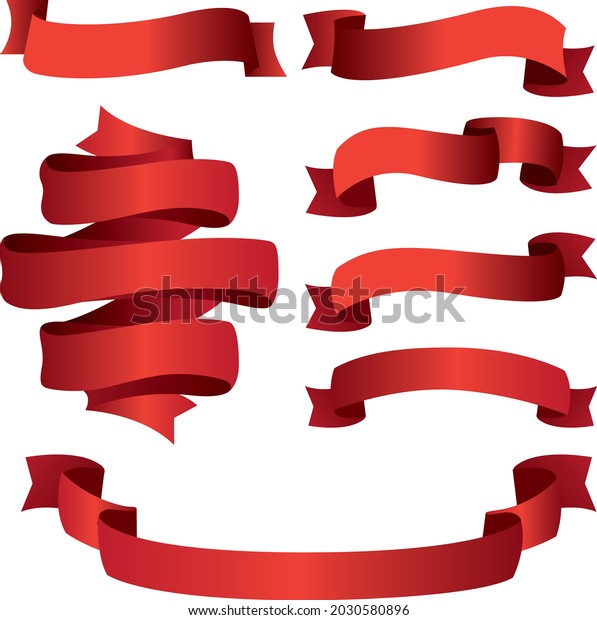 Ribbon Red Sign Set Banner Stock Vector (Royalty Free) 2030580896 ...