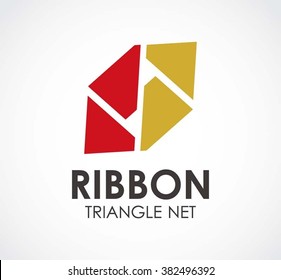 Ribbon Triangle Connect Abstract Vector Logo 스톡 벡터(로열티 프리) 382496392 ...