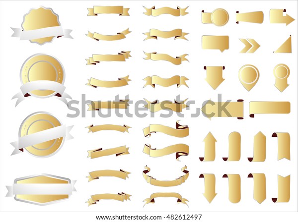 Ribbon Vector Icon Gold Color On Stock Vector (Royalty Free) 482612497 ...